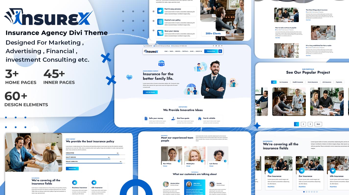 Insurex Divi Insurance Agency Theme | Divi-Childthemes.com